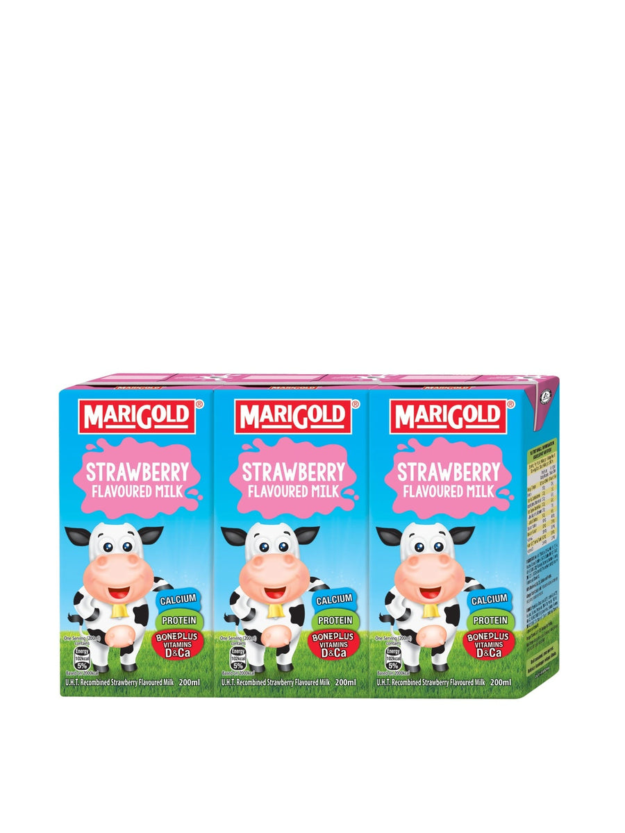 MARIGOLD UHT STRAWBERRY MILK 3X200ML – Village Grocer - Southkey